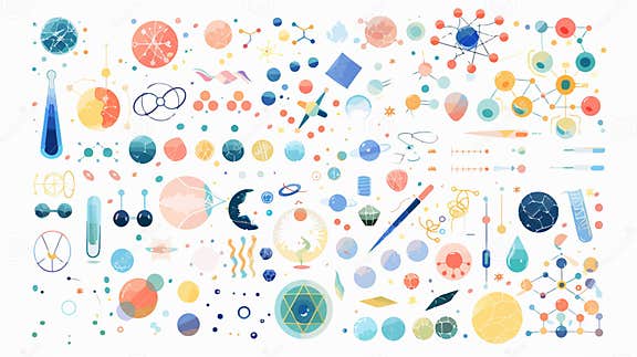 Scientific Particles and Elements Set for Research and Education Stock Vector - Illustration of ...