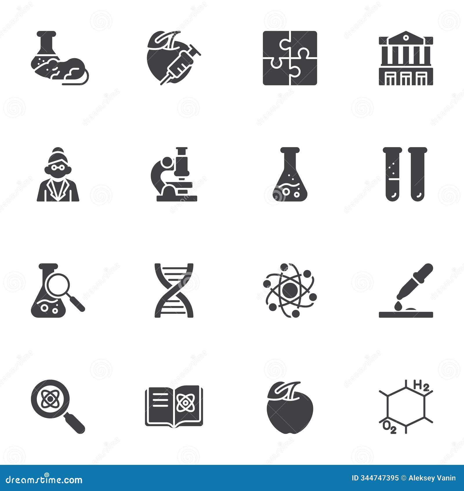 Science Elements Vector Icons Set Stock Illustration - Illustration of ...