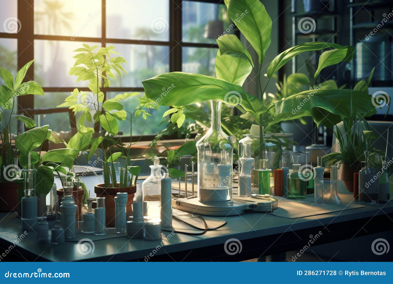 Growing and Studying Plants in Laboratory. Generative AI Stock ...