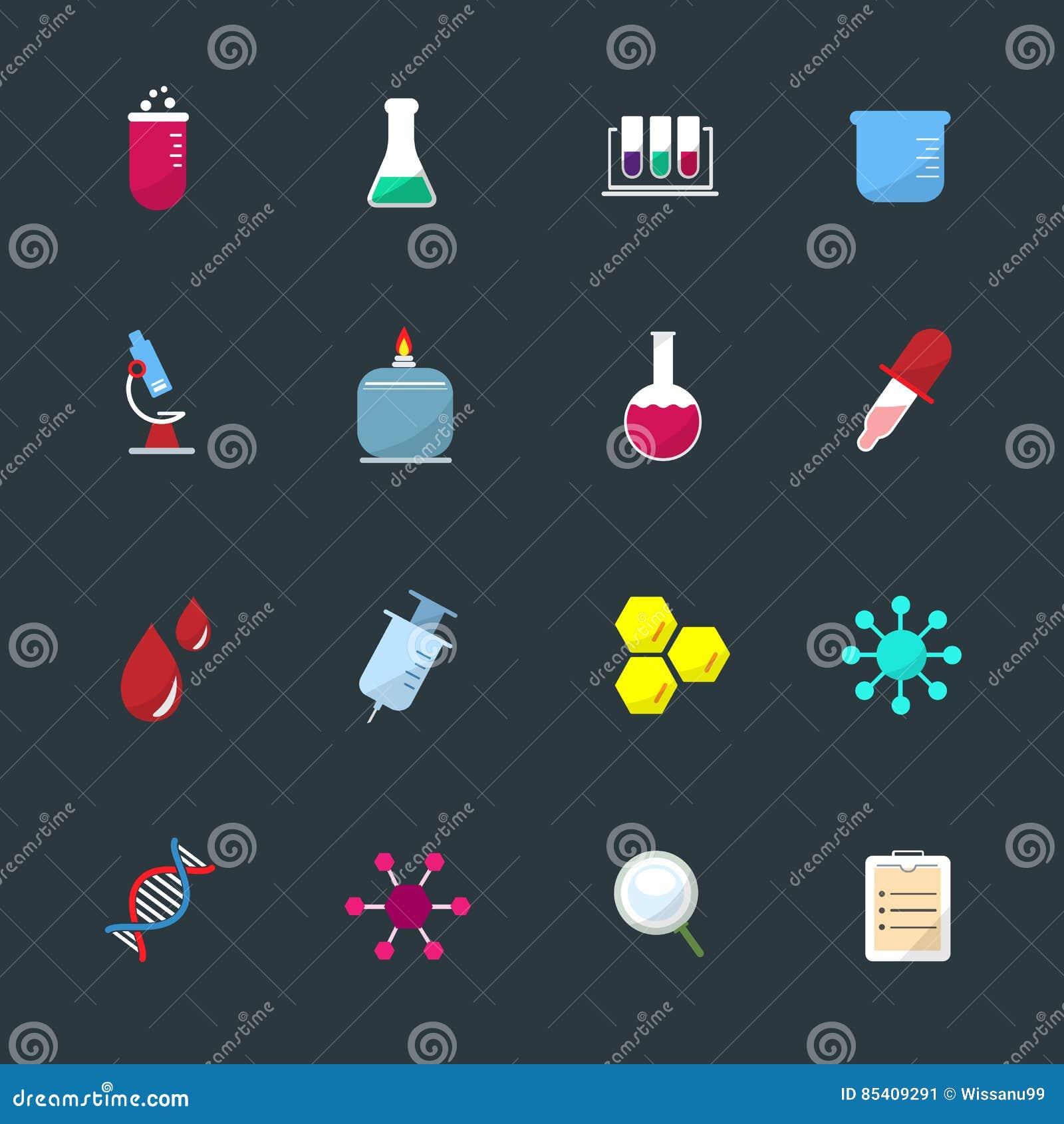 Science Equipment and Lab Color Icons Set Stock Vector - Illustration ...