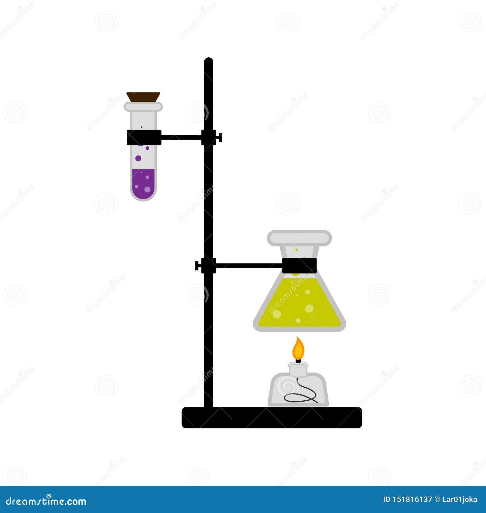 Science Experiment with Different Flasks Stock Vector - Illustration of ...