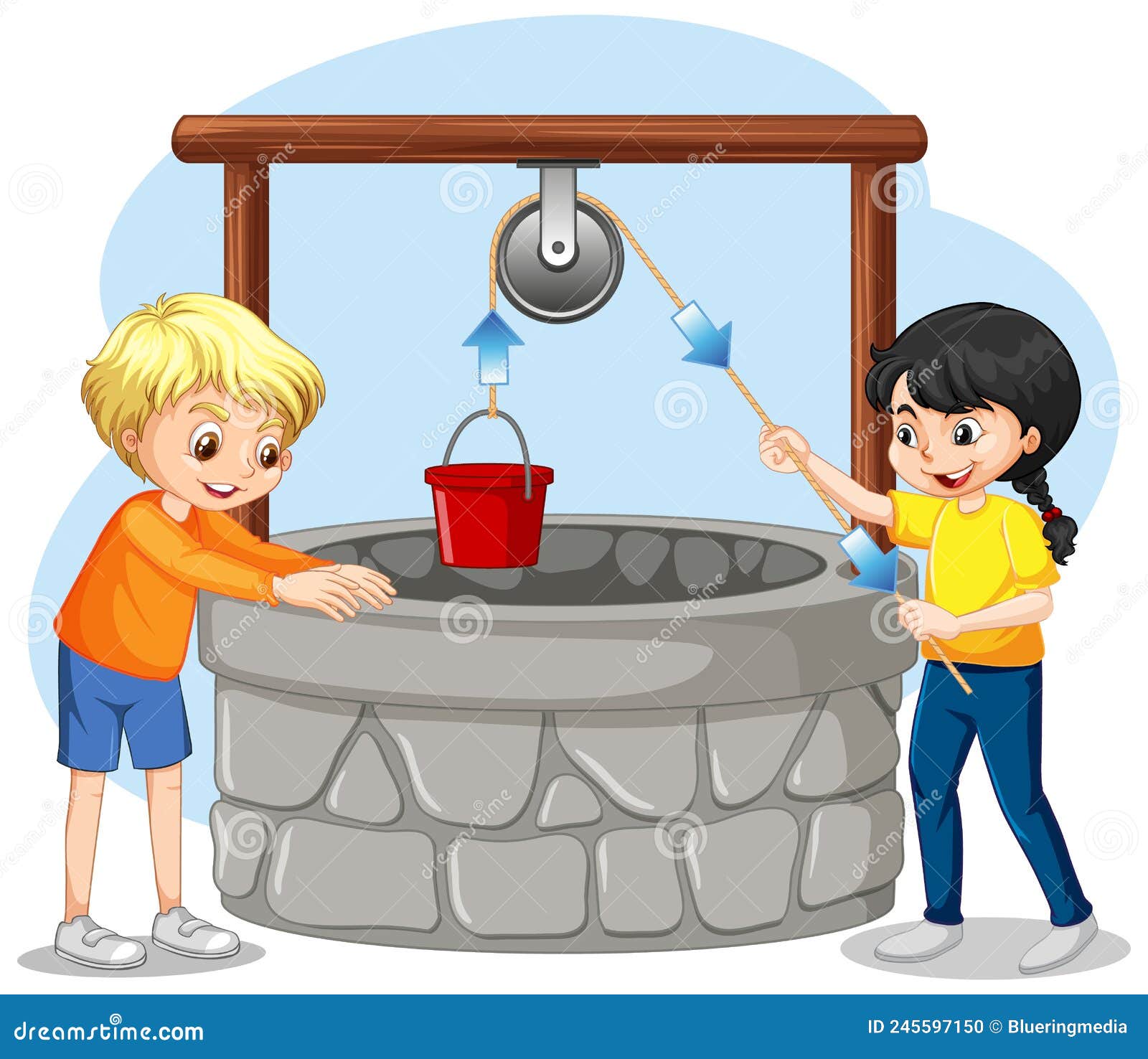 Fixed Pulley System Isolated On White Background. Loaded Movable ...