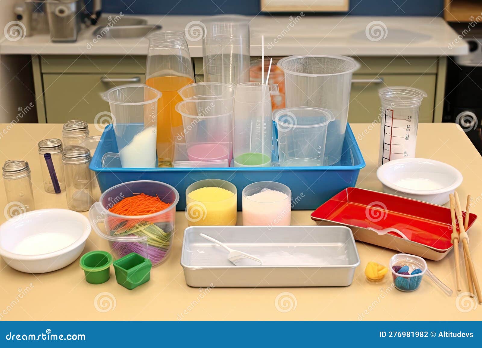 Science Experiment, with Ingredients and Equipment Laid Out for Easy ...