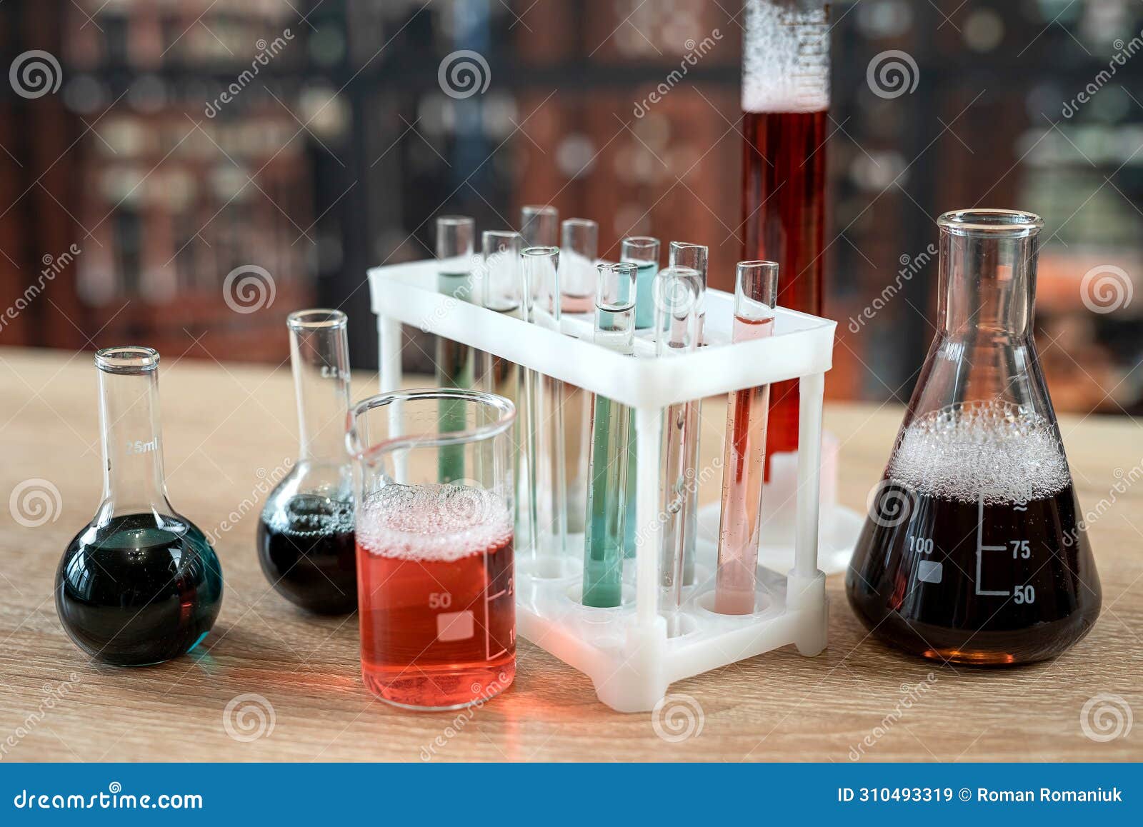 Science Experiment Laboratory Flasks with Different Multi-colored ... Science Experiment Laboratory Flasks with Different Multi-colored ...