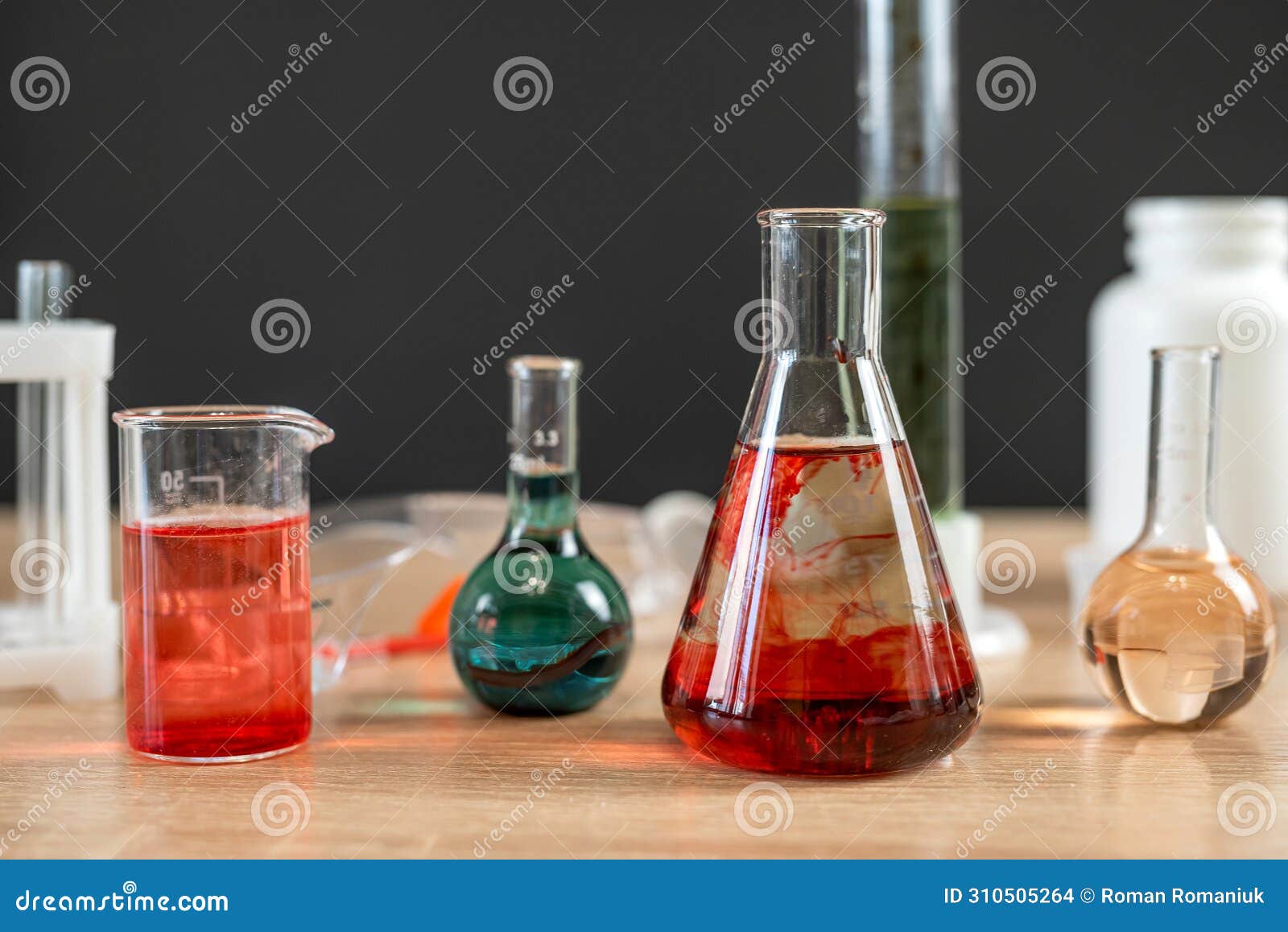 Science Experiment Laboratory Flasks with Different Multi-colored ... Science Experiment Laboratory Flasks with Different Multi-colored ...