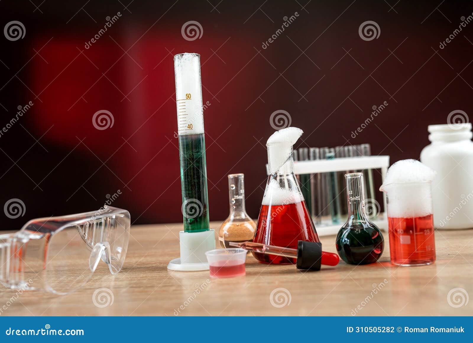 Science Experiment Laboratory Flasks with Different Multi-colored ... Science Experiment Laboratory Flasks with Different Multi-colored ...