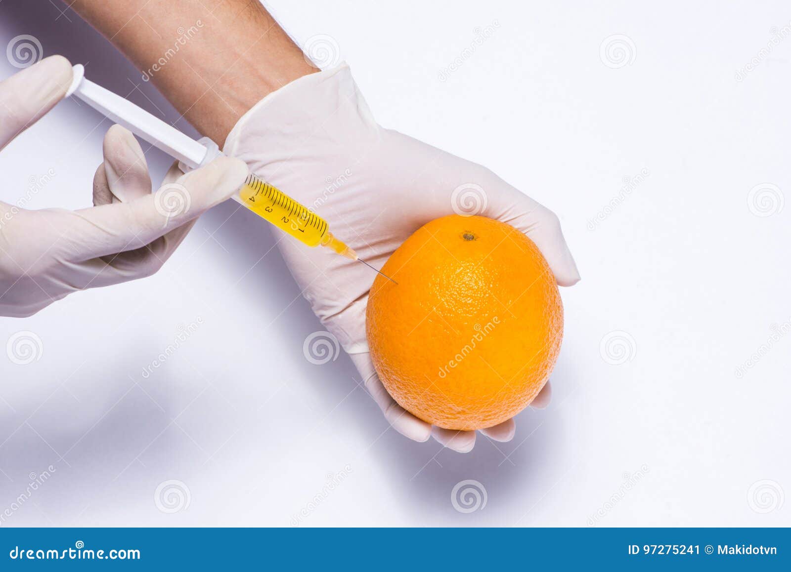 GMO. Experiment On The Orange. Bioengineering Food, Genetically ...