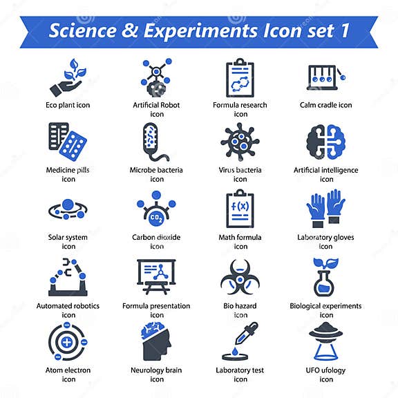 Science Experiments Icon Set 1 Stock Illustration - Illustration of ...