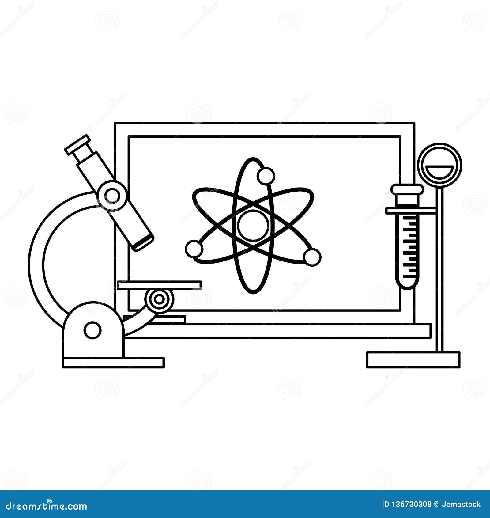 Science Experiments and Investigation Black and White Stock Vector ...