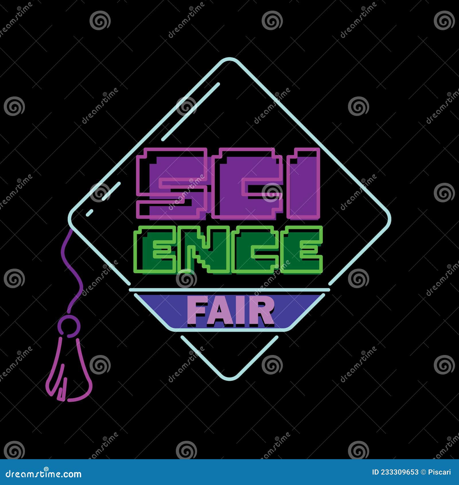 Science fair emblem design stock image. Image of neon - 233309653