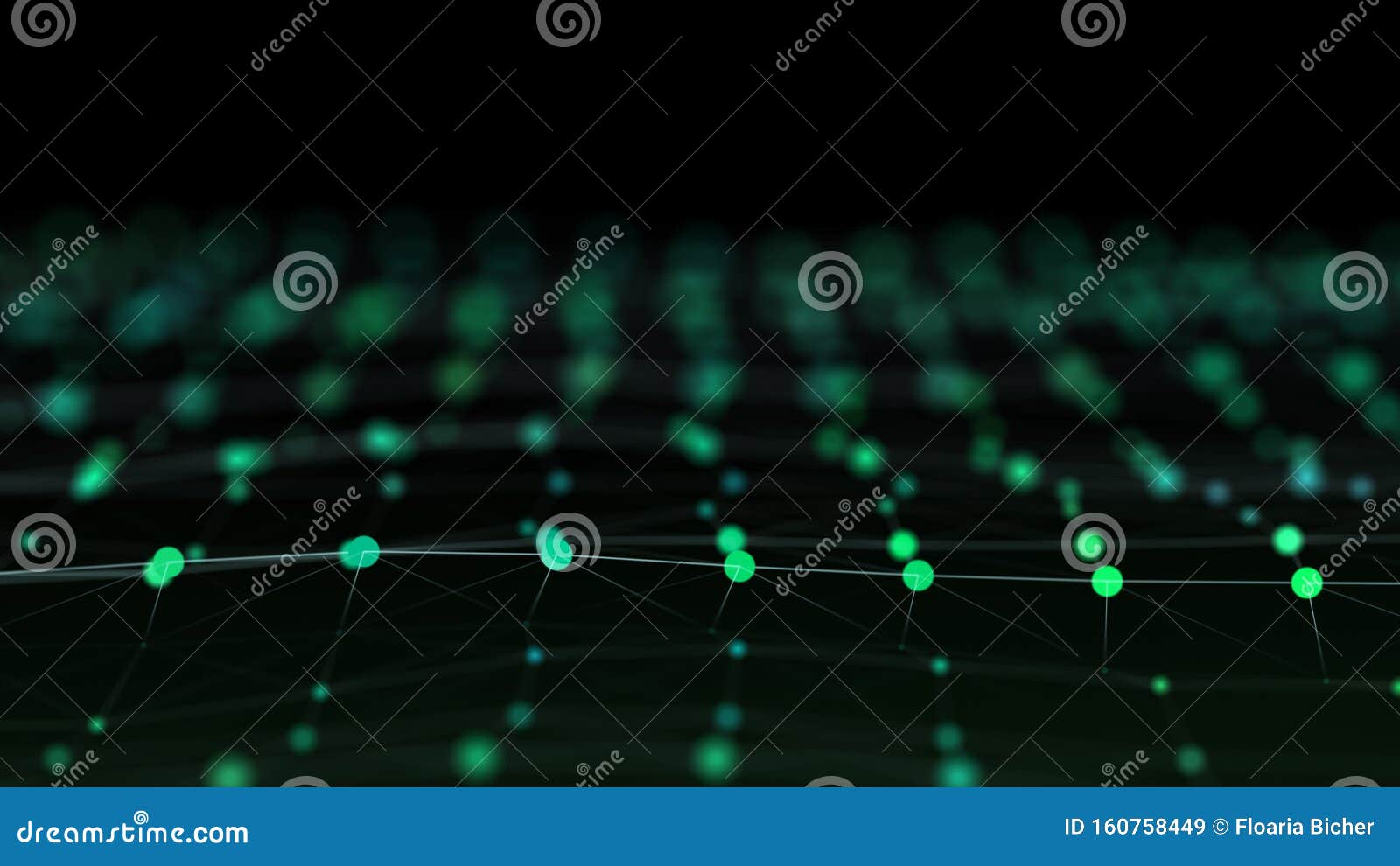 Science Fiction Abstract Background of Glowing Particles with Depth of ...