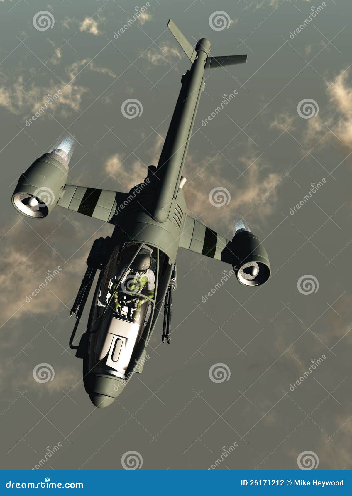 Science Fiction Attack Aircraft at High Altitude Stock Illustration ...