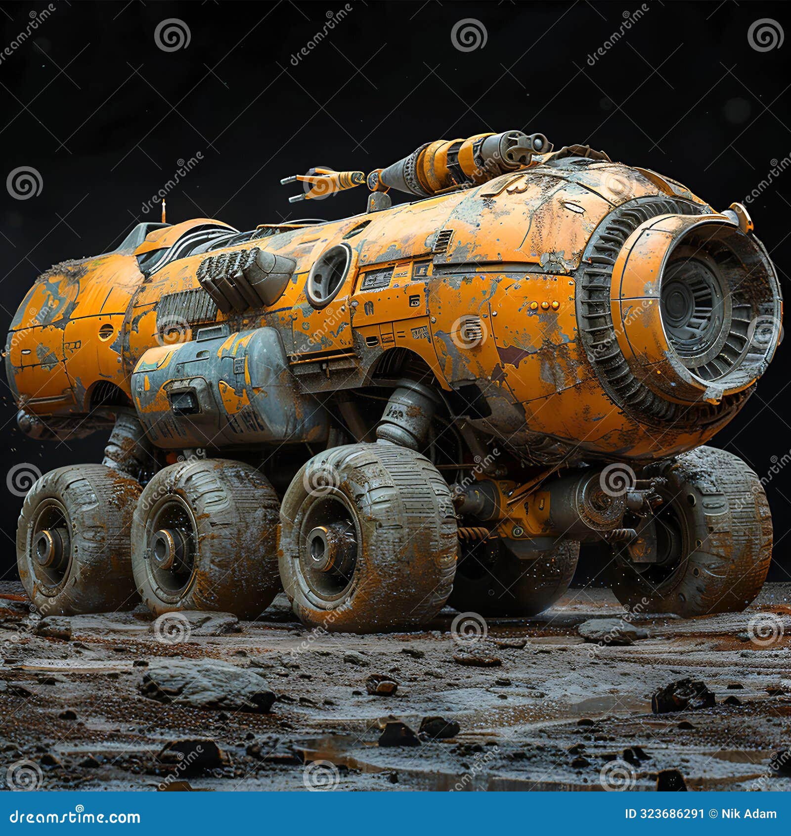 Science Fiction Car with Rusted Metal Material on Mars02 Stock Image ...