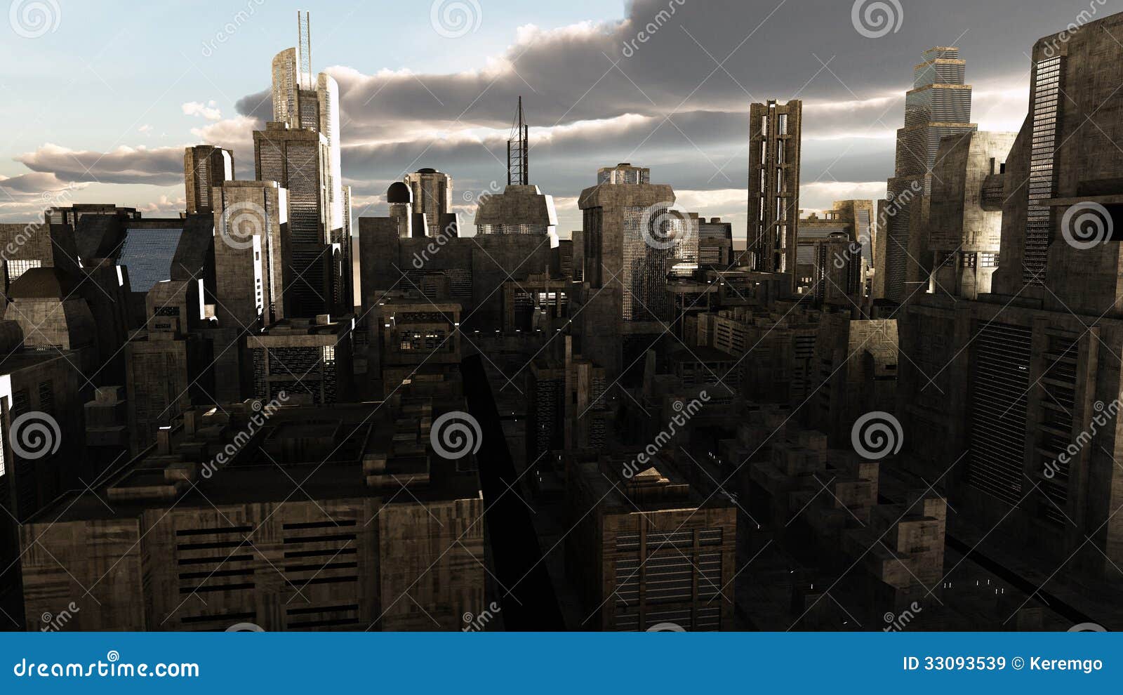 Science Fiction Cityscape stock illustration. Illustration of town ...