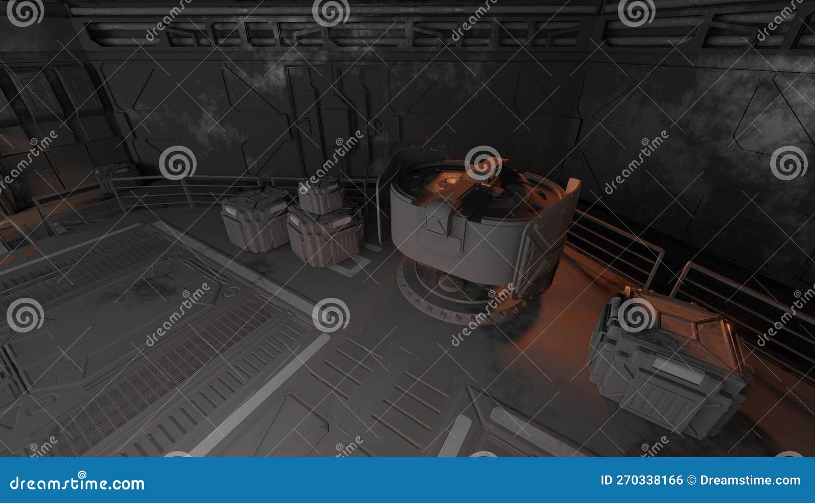 A Science Fiction Control Room in Laboratory in Dark Scene Stock ...