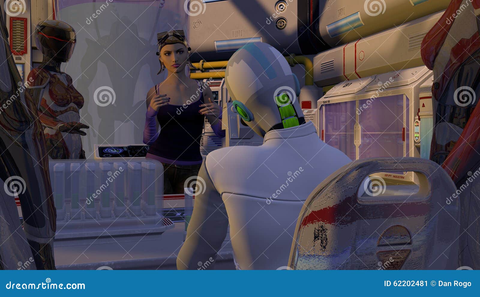 Science Fiction Cyborg Scene with Prisoner Stock Illustration ...