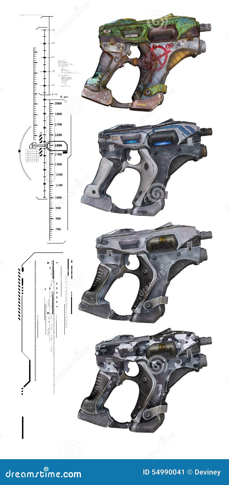 Science fiction guns stock illustration. Illustration of black - 54990041