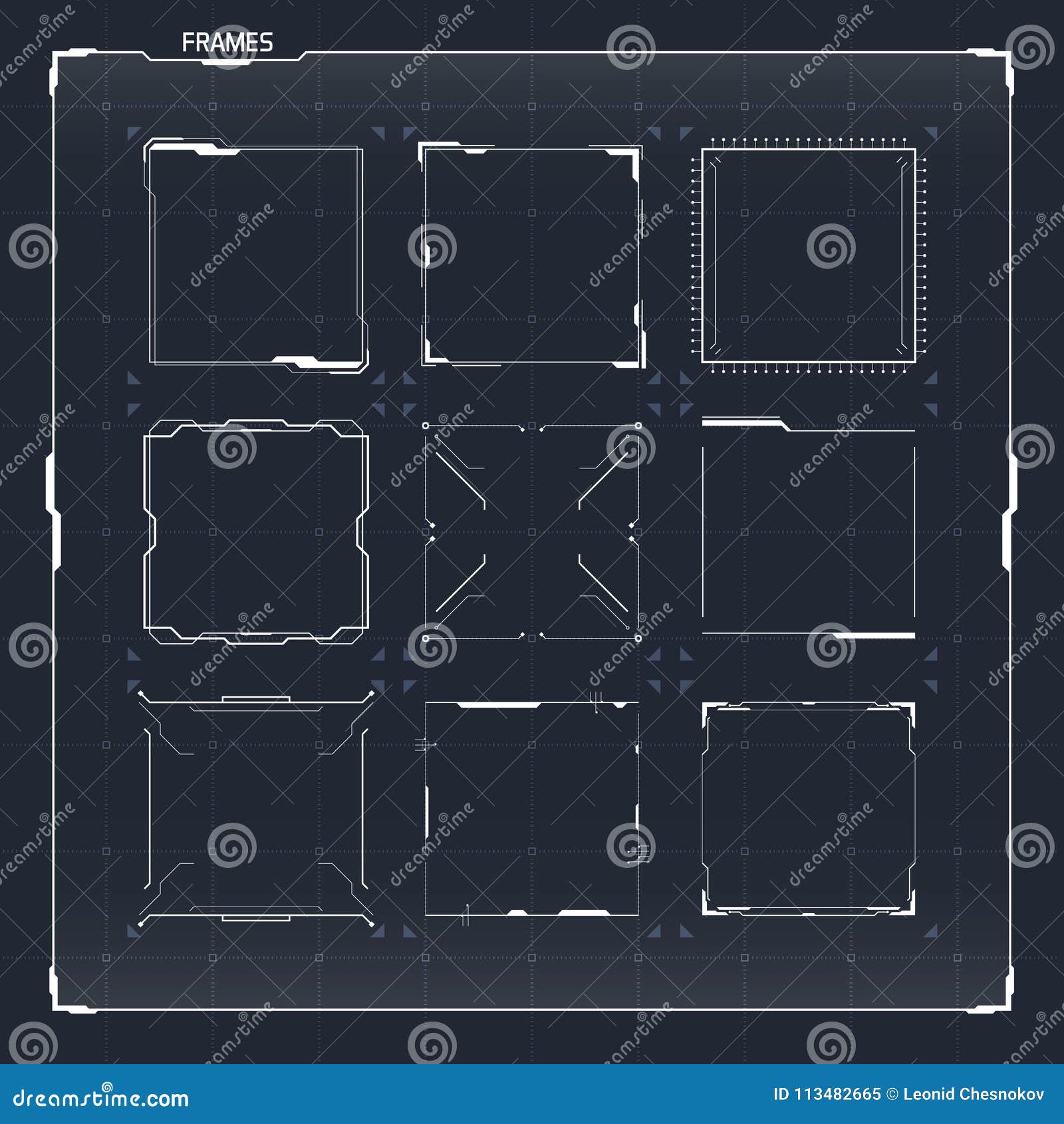 Science Fiction HUD Ui Square Frames Vektor Illustrationer ...