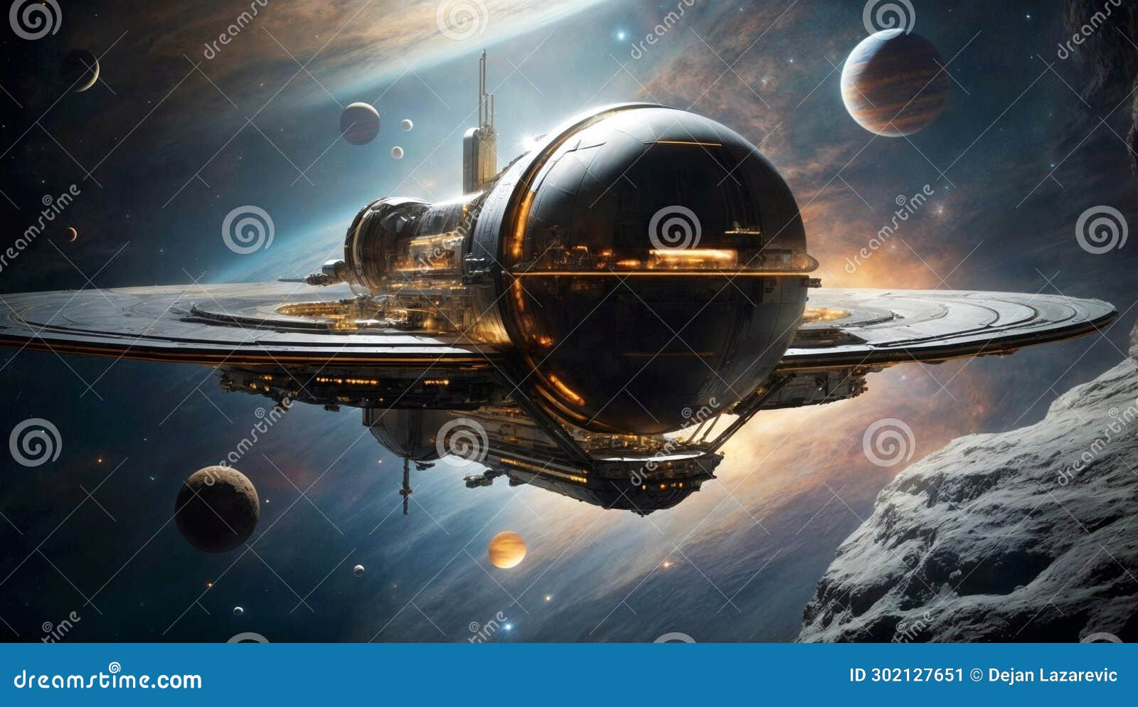 Interplanetary transporter stock illustration. Illustration of fantasy ...
