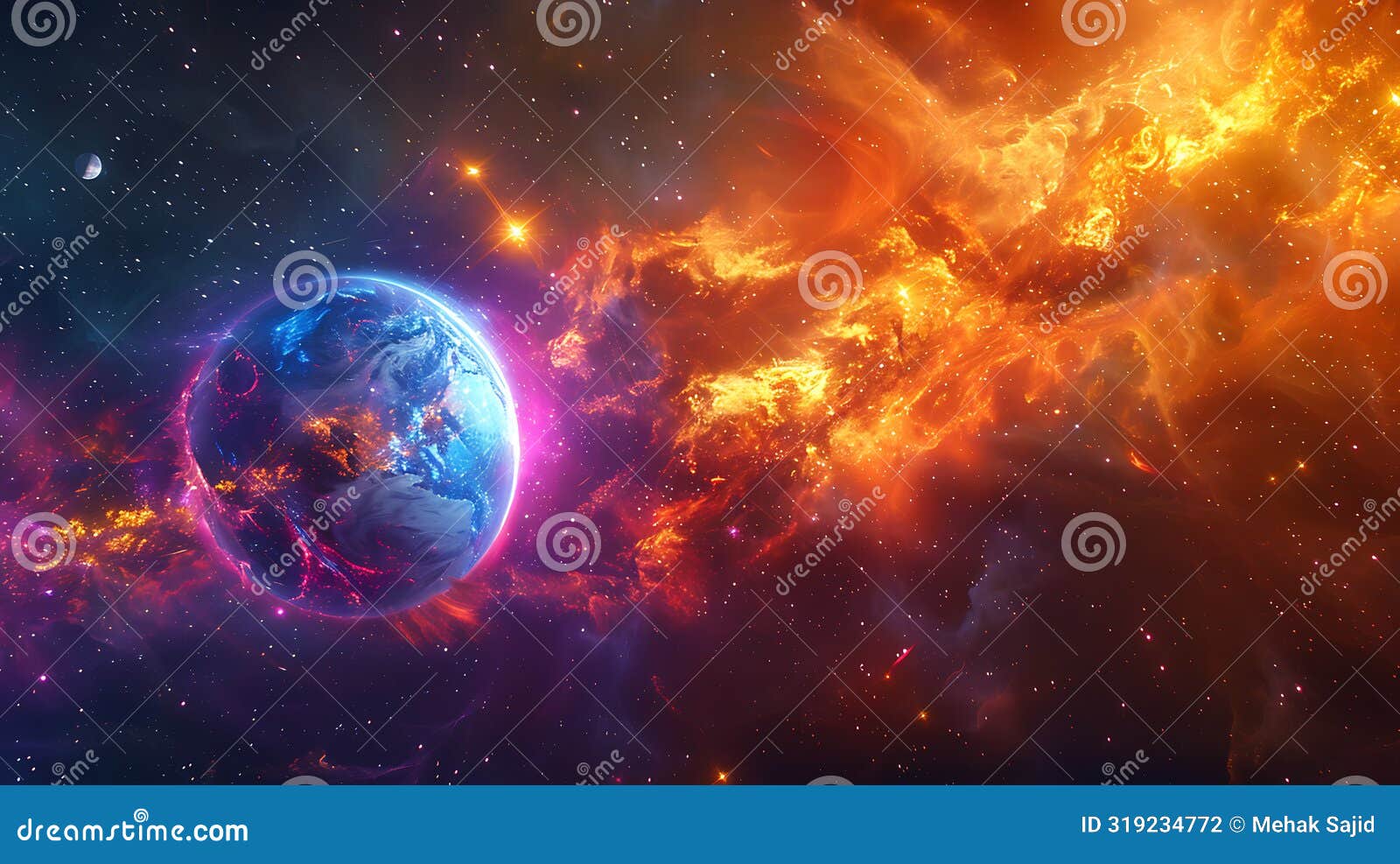 Science Fiction Image, Deep Deep Space with Giant Planets, Hot Stars ...