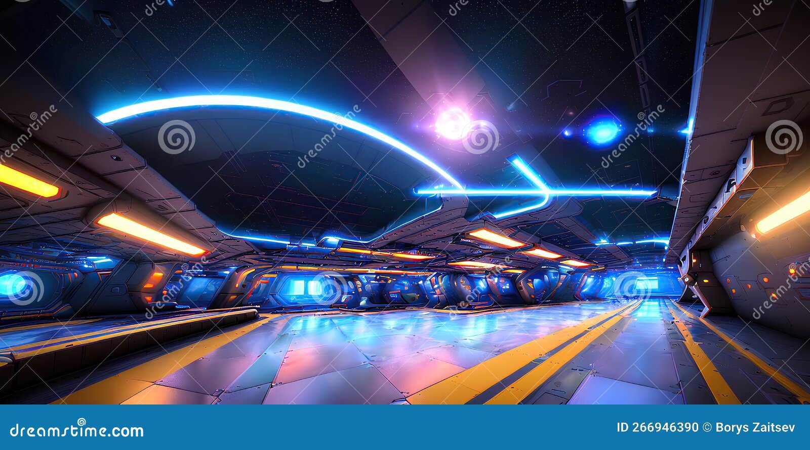 Interior of an Interstellar Spaceship, Generated by Artificial ...