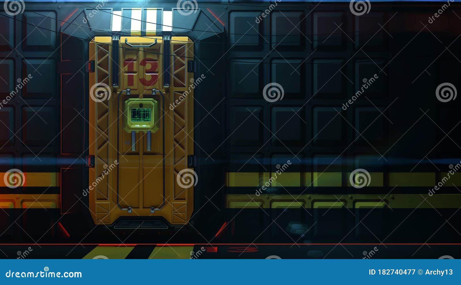 Science Fiction Interior Very Secure Reinforced Vault Gate with ...