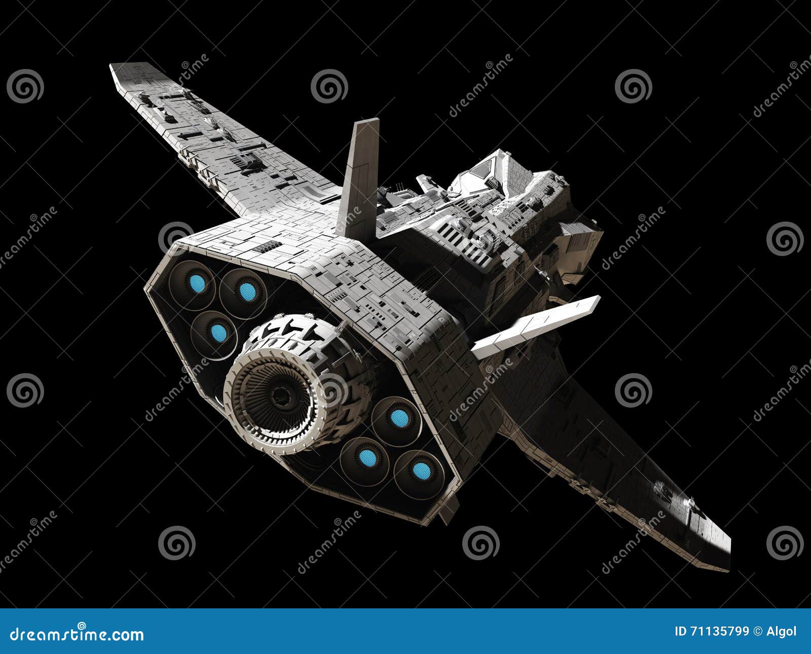 Science Fiction Interplanetary Gunship - Rear Angled View Stock ...