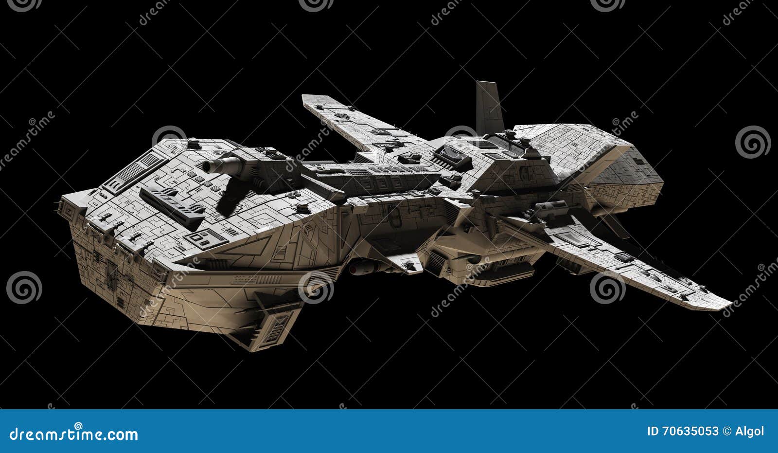 Science Fiction Interplanetary Gunship - Side Angled View Stock ...