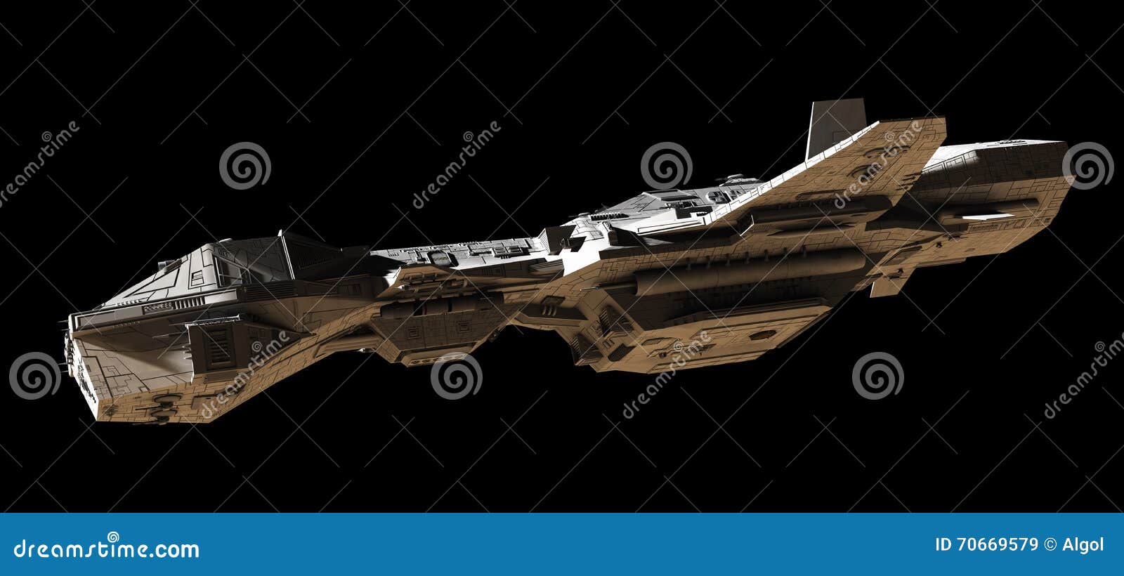 Science Fiction Interplanetary Gunship - Side View Stock Illustration ...