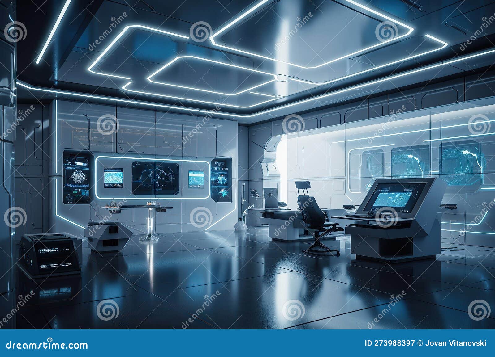 Science Fiction Laboratory Interior Created by Generative AI Stock ...