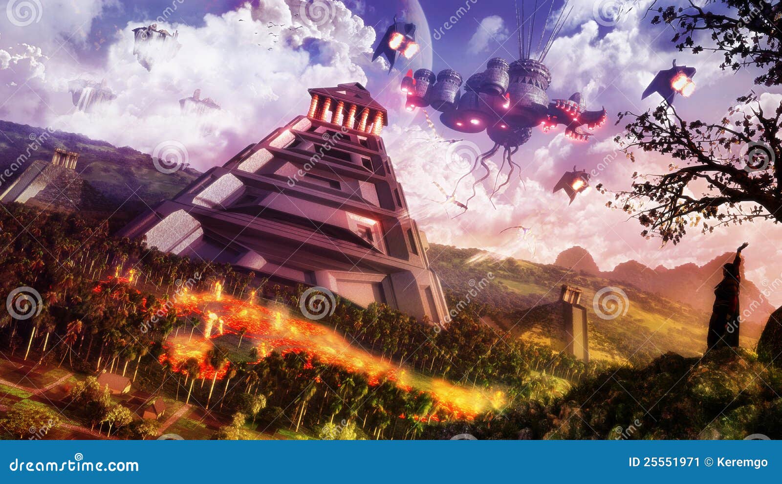 Science Fiction Landscape stock illustration. Illustration of design ...