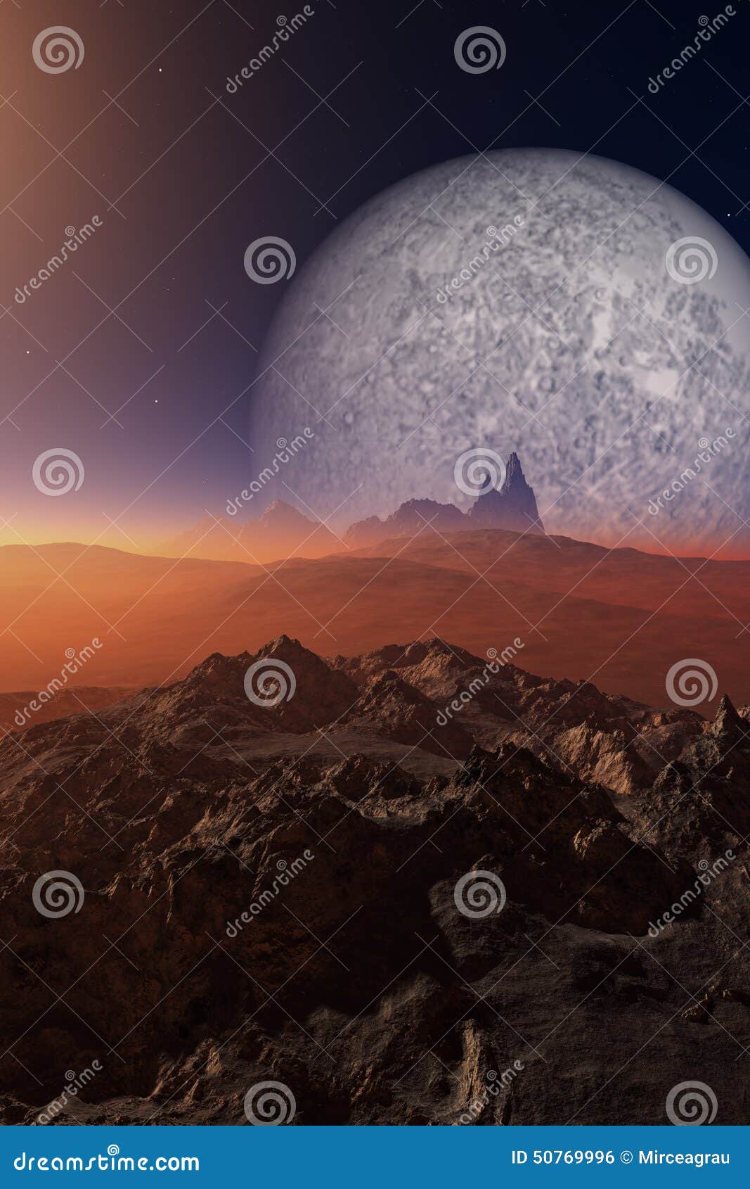 Science-Fiction landscape stock illustration. Illustration of ...