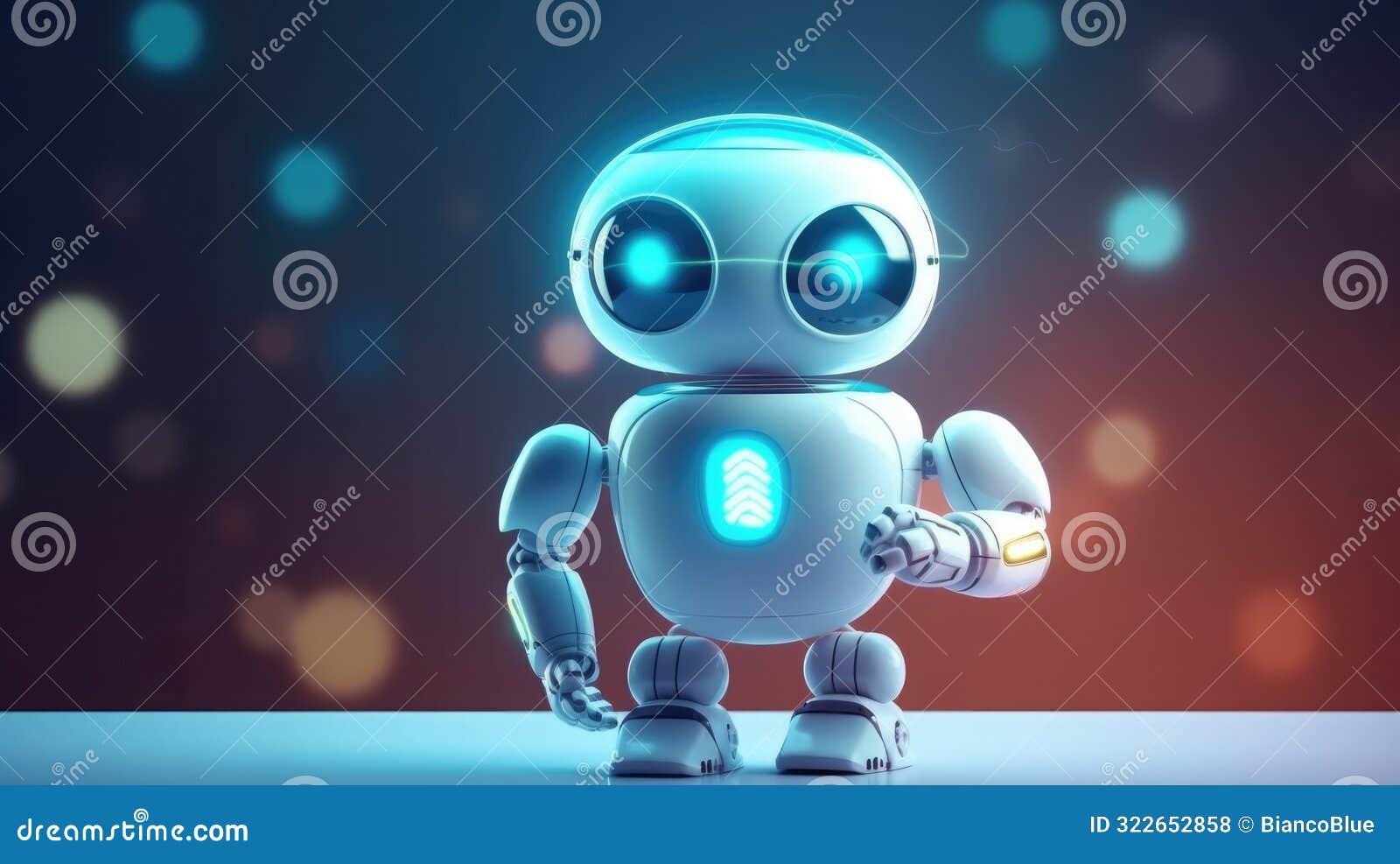 Science Fiction Picture of Cute Robot for Chat Bot Program Assist Human ...