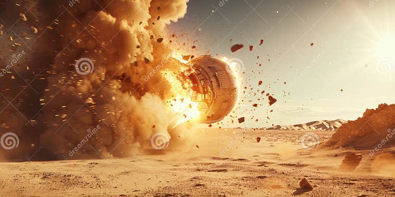 Visually Stunning Futuristic Desert Explosion and Spacecraft Crash in ...