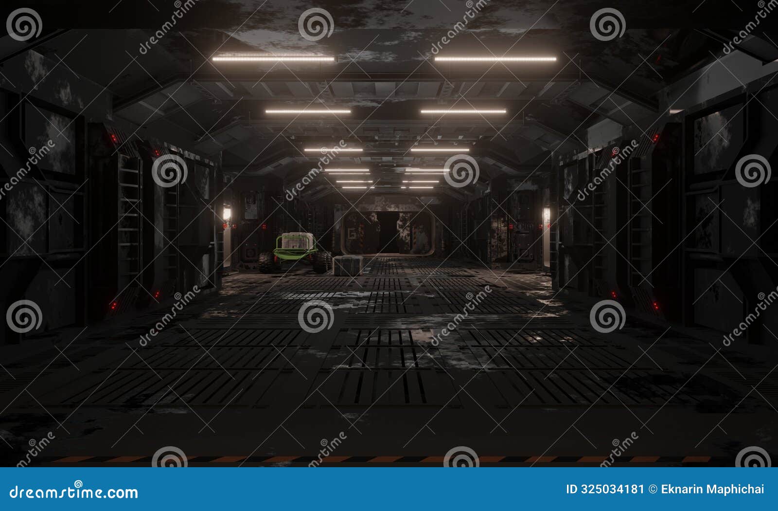 Science Fiction Simulation Base in Dark Scene Stock Illustration ...
