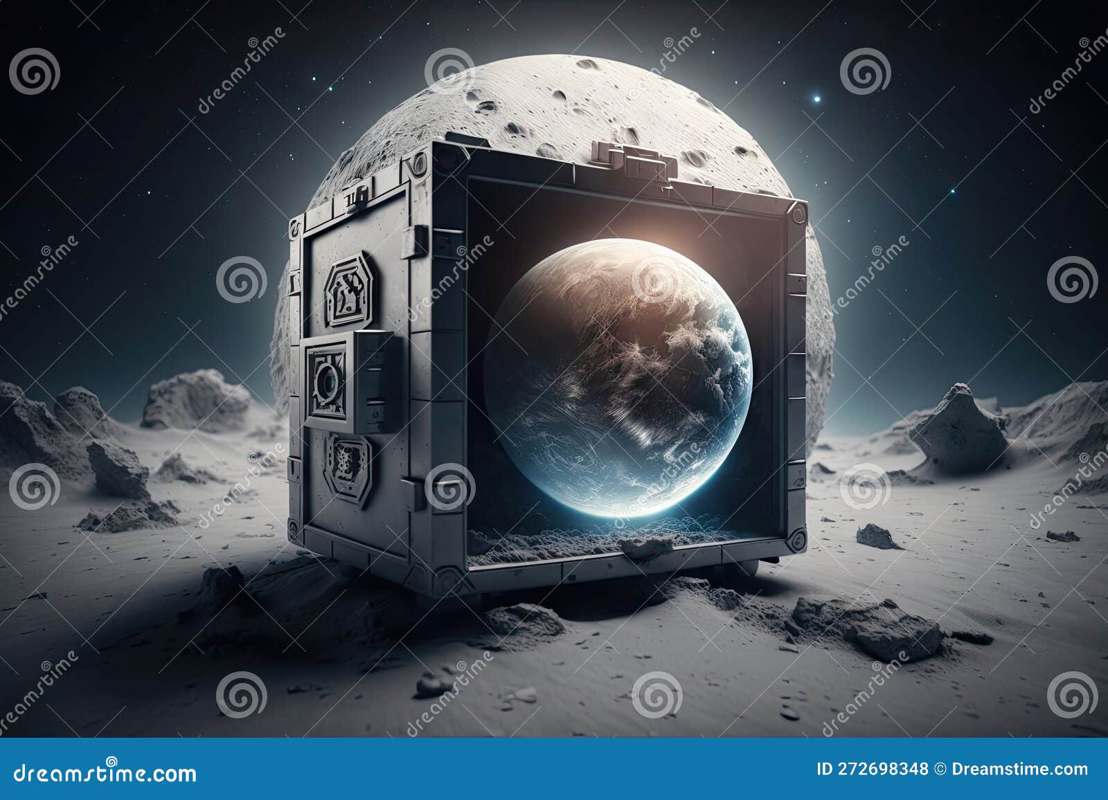 Science Fiction Space Chest on the Moon Stock Illustration ...