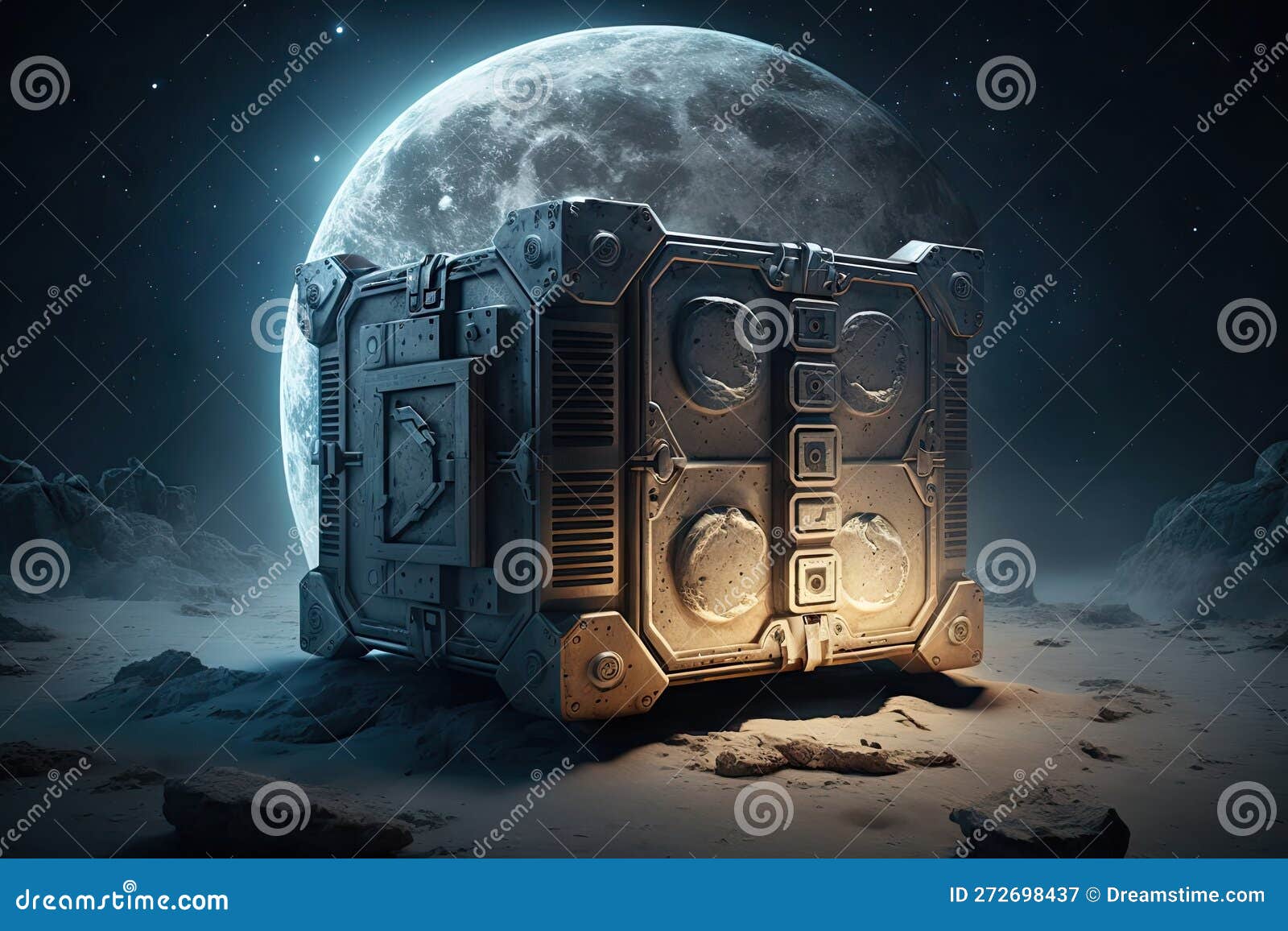Science Fiction Space Chest on the Moon Stock Illustration ...
