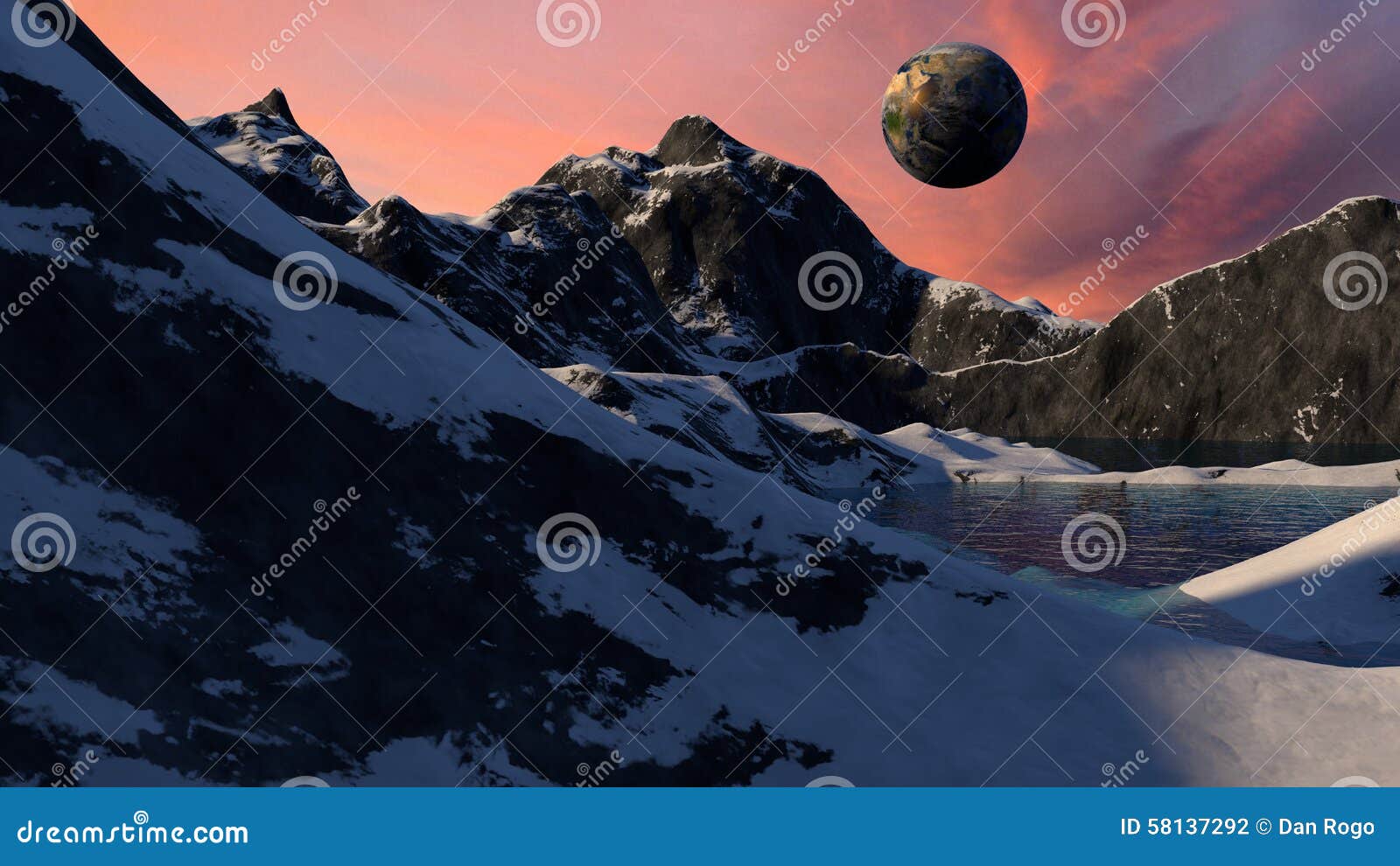 Science Fiction Space Planet Scene Stock Illustration - Illustration of ...