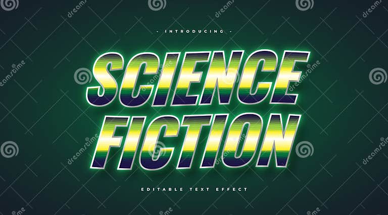 Science Fiction Text in Retro Style with Glowing and Glossy Effect ...