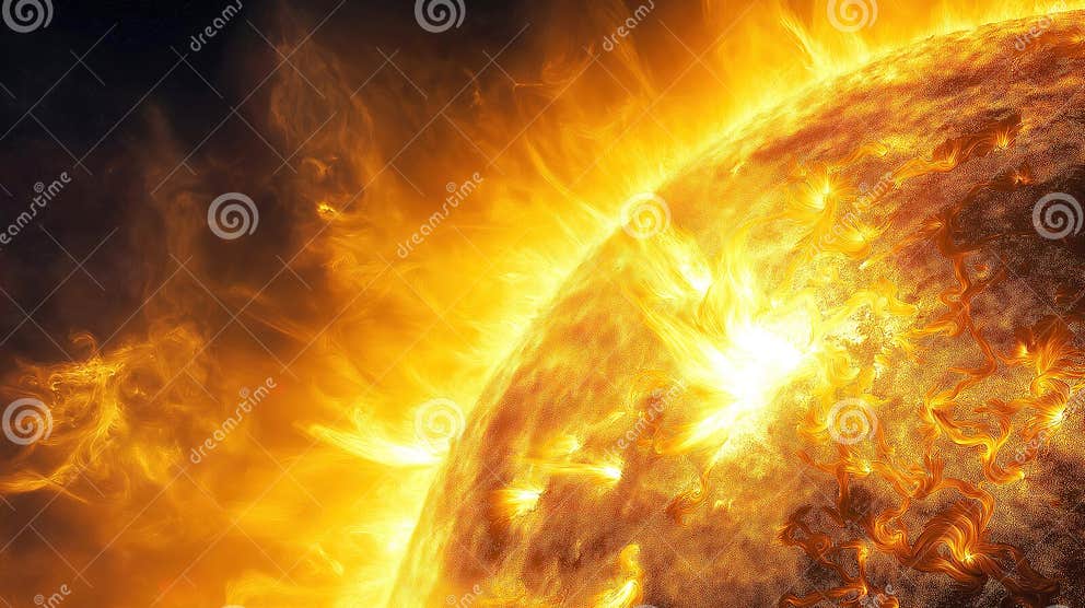 Science Fiction with Wireframe Landscape and Solar Eclipse Design Stock ...