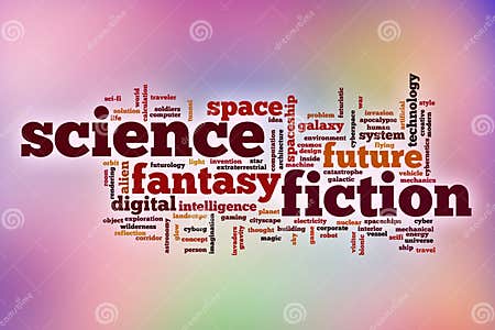 Science Fiction Word Cloud with Abstract Background Stock Image - Image ...
