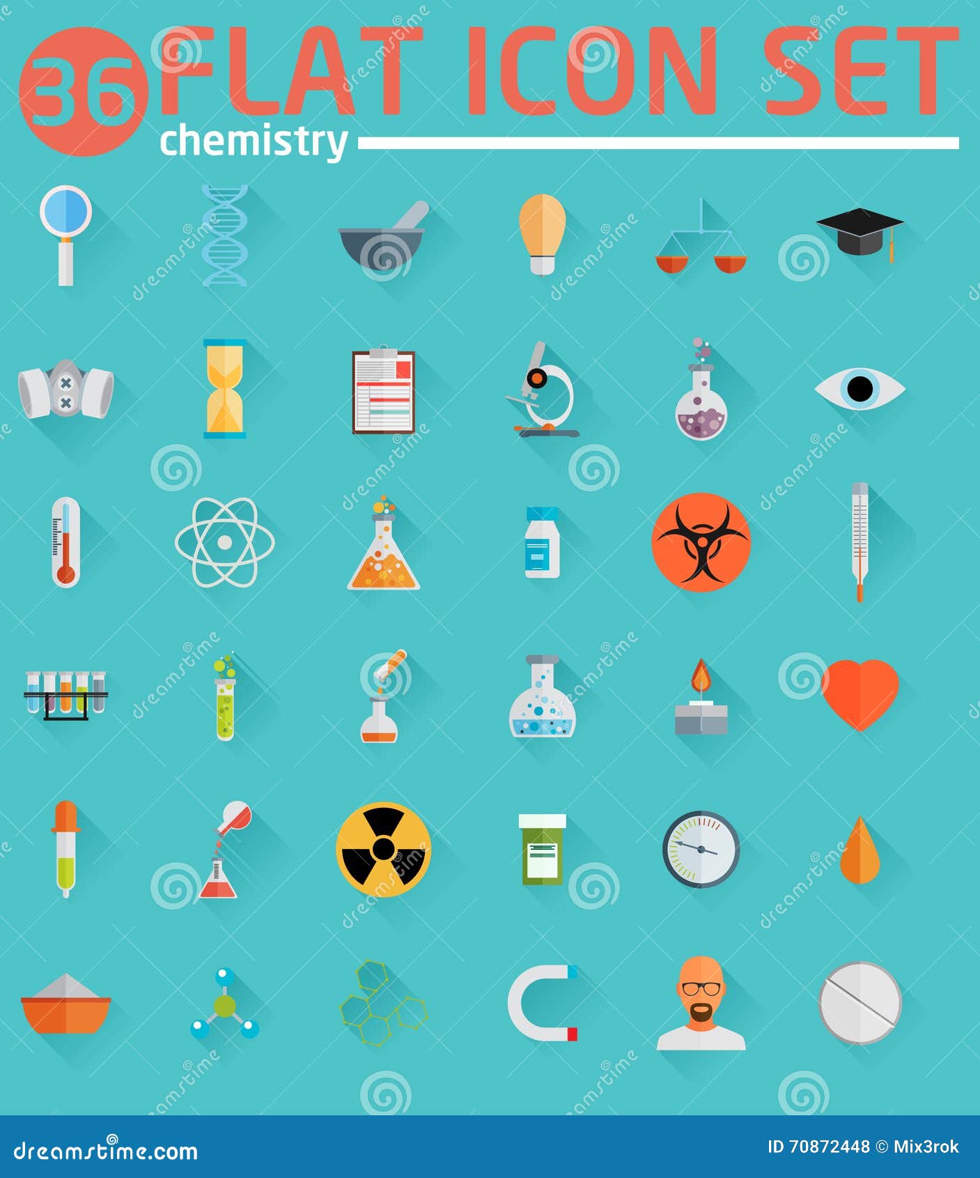 Science flat icons set stock vector. Illustration of medicine - 70872448