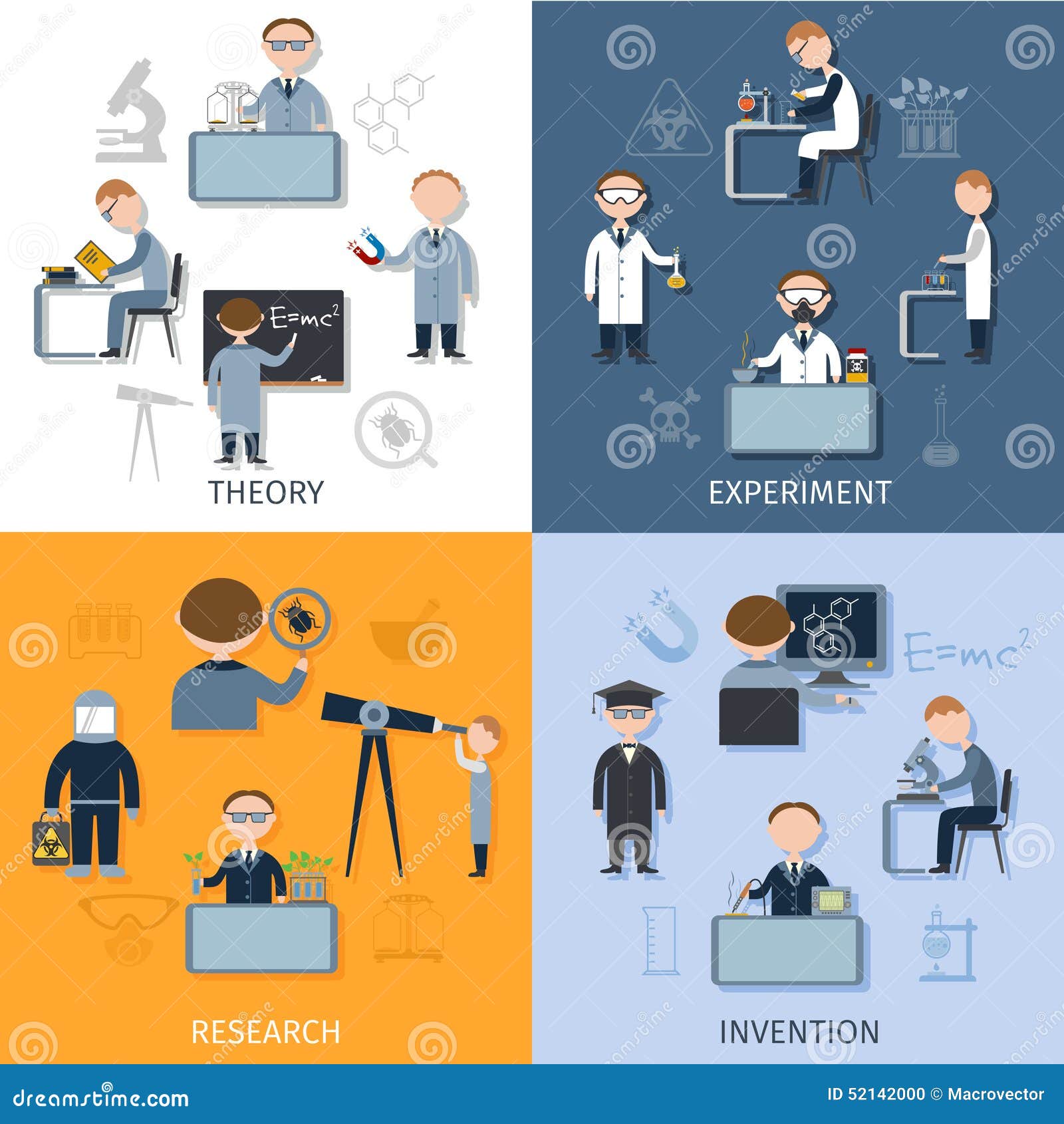 Science Flat Set stock vector. Illustration of elements - 52142000