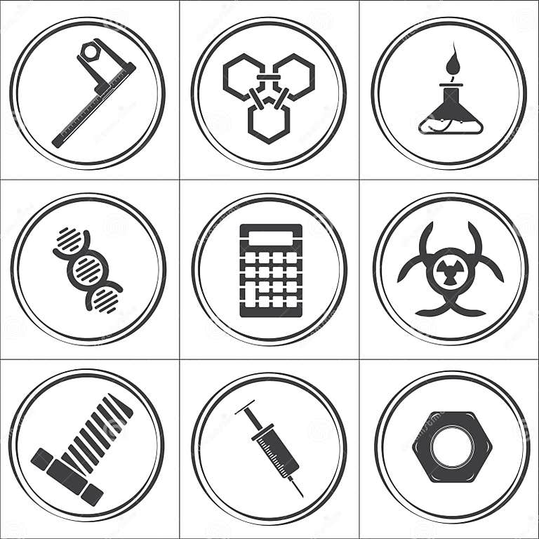 Science Flat Vector Circle Icons Stock Vector - Illustration of science ...