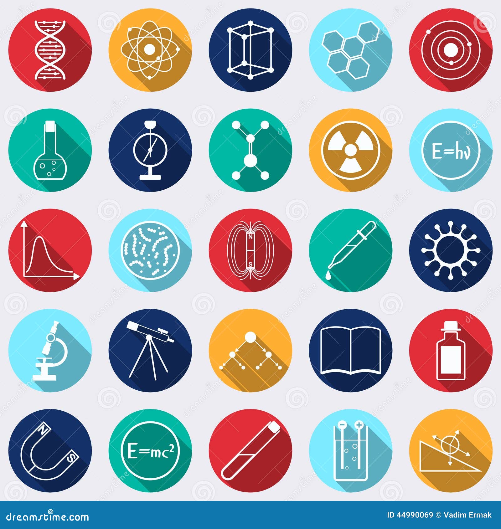 Set Of Science Flat Icons. Employee Hand, Stress Grows And Financial ...