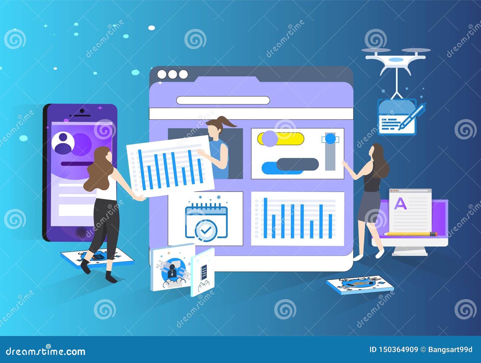 Science and Future Technology Data Office Illustration Stock Vector ...