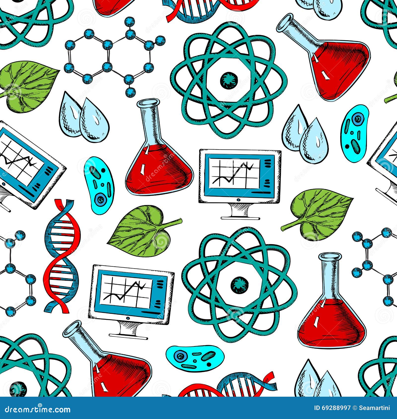 Science and Genetics Seamless Pattern Stock Vector - Illustration of ...
