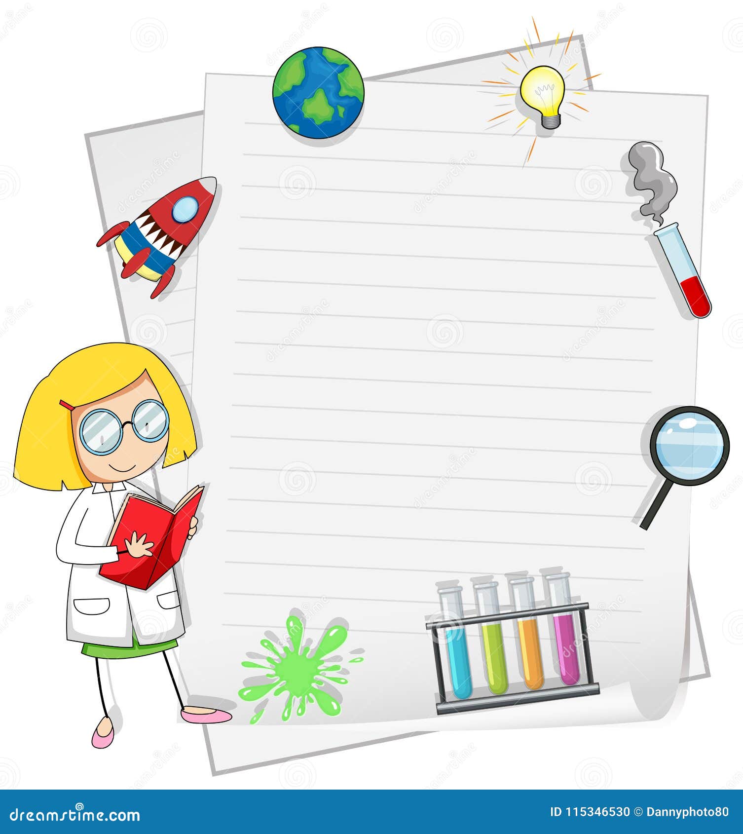 A Science Girl Note Template Stock Vector - Illustration of clipart ...