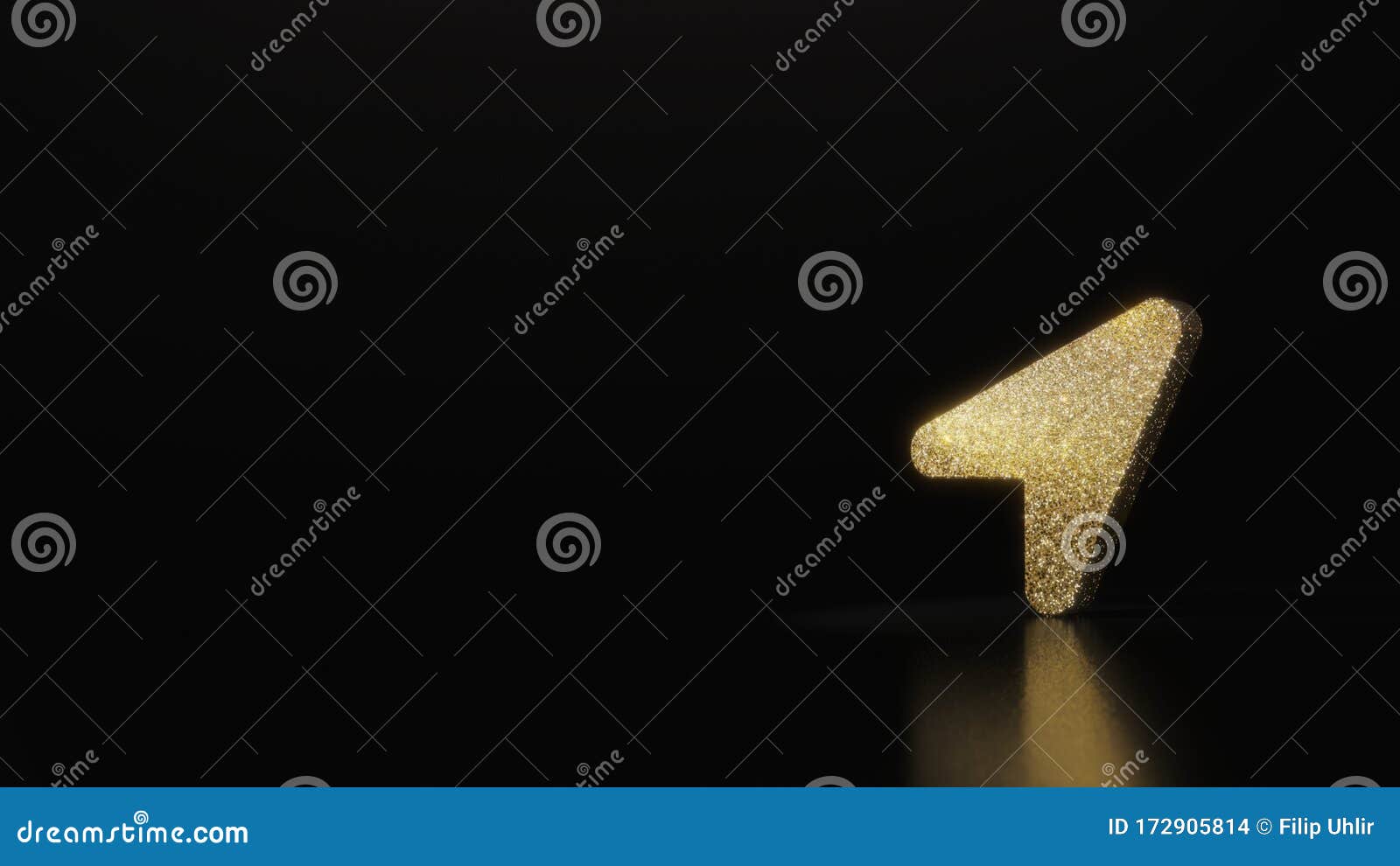 Science Glitter Gold Glitter Symbol Of Location Arrow 3D Rendering On ...