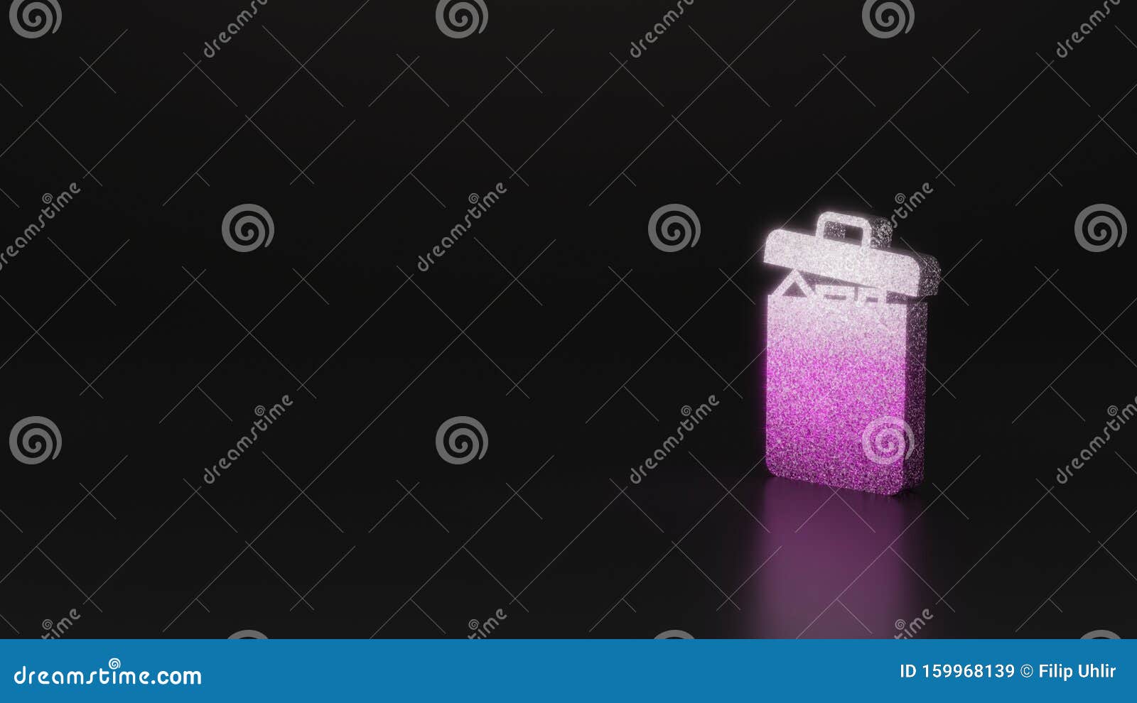 Science Glitter Symbol of Garbage Icon 3D Rendering Stock Illustration ...